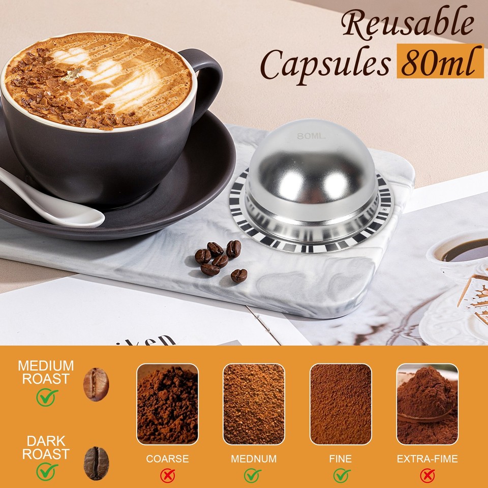 Stainless Steel Reusable Refillable Coffee Pod Capsules Kit For ...