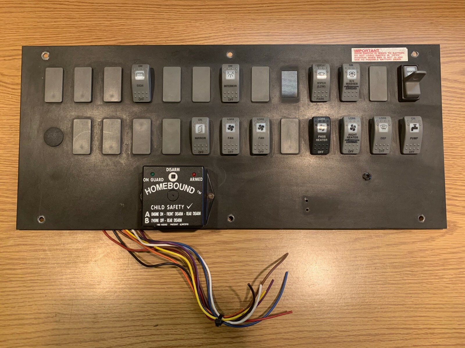 2004 freightliner fs65 control switch panel WITH HOMEBOUND security ...