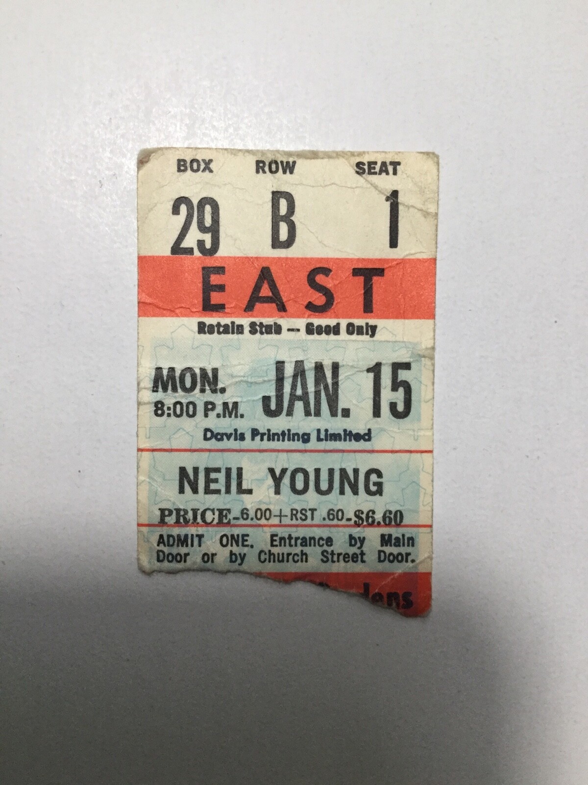1971-72 Neil Young Rare concert ticket stub | eBay
