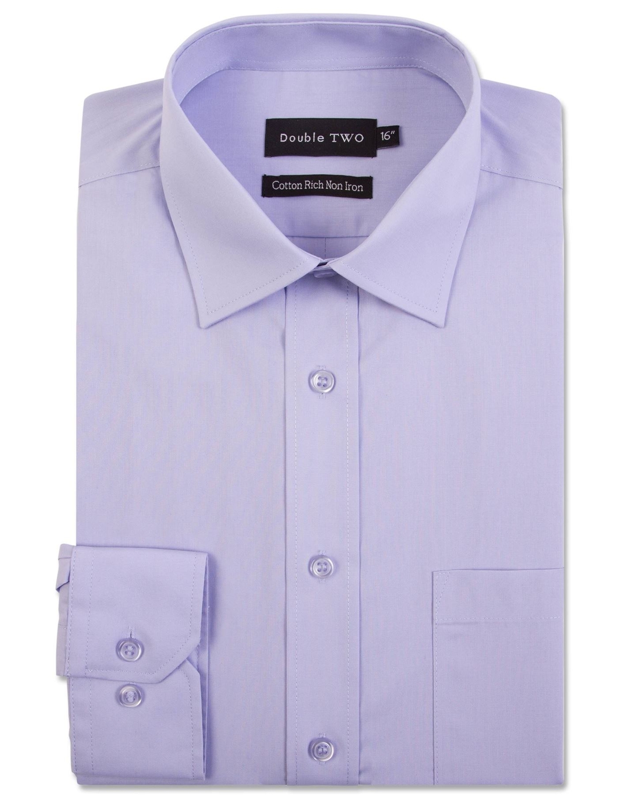 Double Two Men's Long Sleeved Cotton Rich Non Iron Shirt (4500) 18 ...