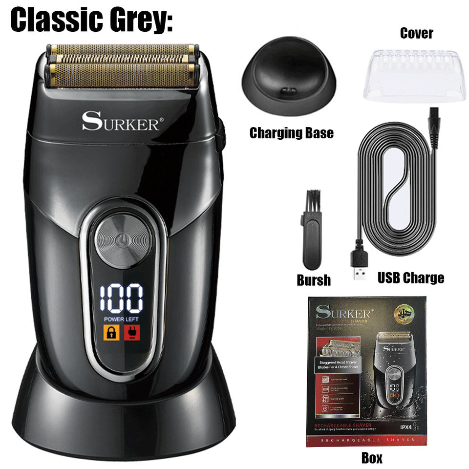 Surker Men's 4D Foil Electric Shaver Trimmer Razor Hair Beard Shaving ...