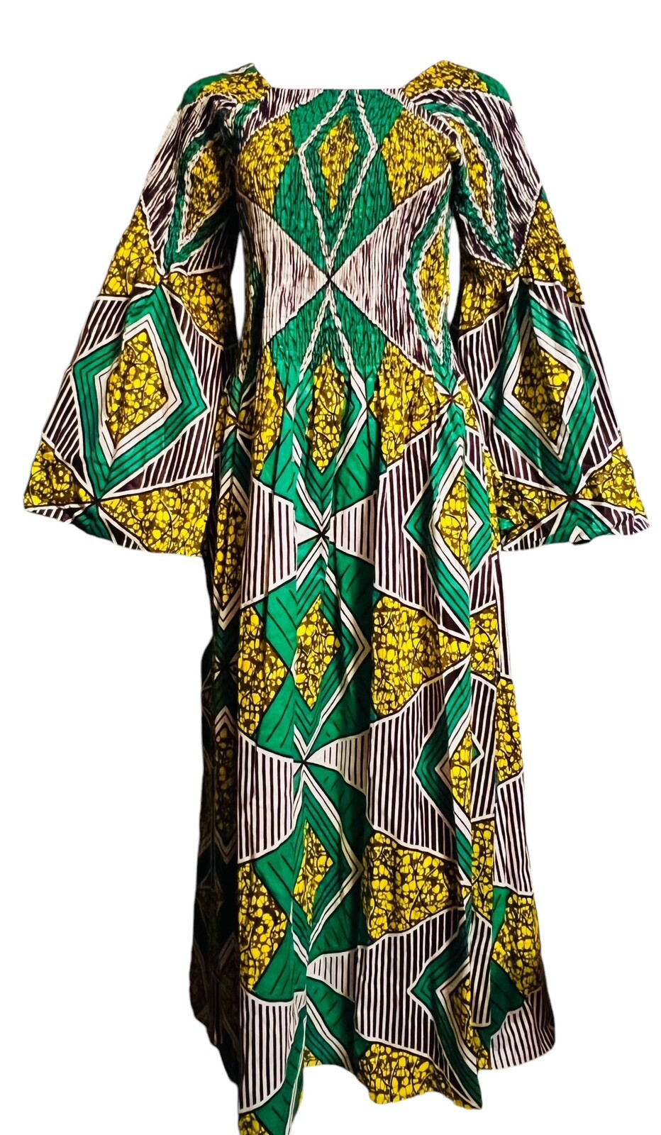 Vintage African Stars Kente Cloth Print Pattern Maxi … - Gem