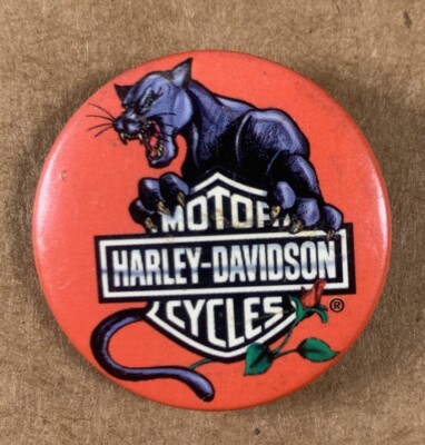 HARLEY DAVIDSON MOTOR CYCLES VINTAGE OSP PINBACK BUTTON PIN PANTHER 1.5 ...