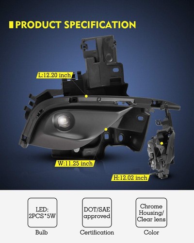 For 2017 Mazda 6 Fog Lights LED Clear Lamps Replacements Pair Wiring ...