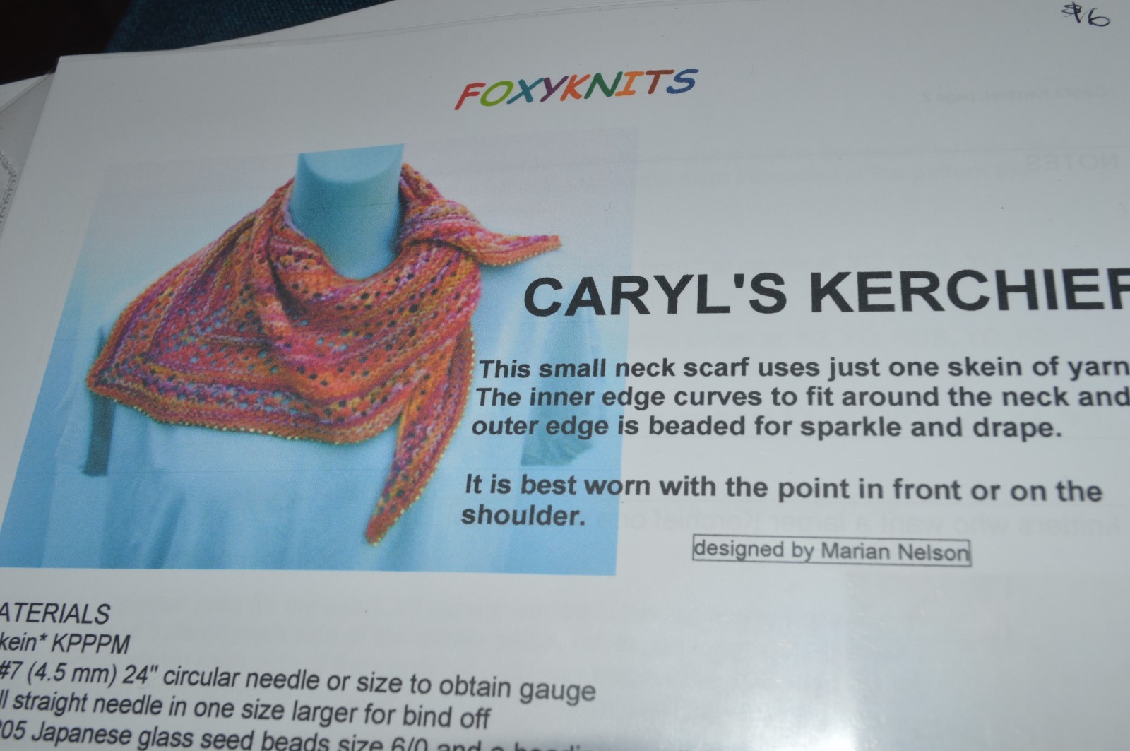 Caryl's Kerchief Knitting Pattern | eBay
