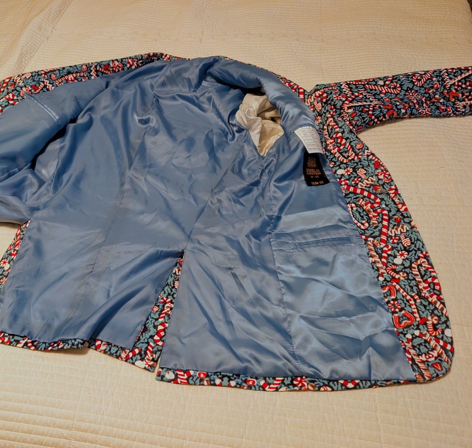 Suslo Couture Slim Fit Jolly Blazer Jacket Blue/Red Christmas Candy ...