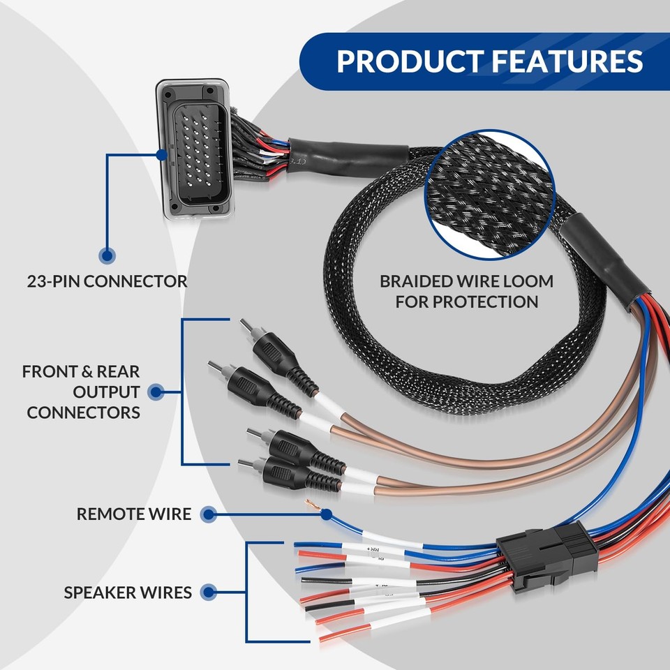 for Polaris RZR Pro XP Pro R Ride Command Add-On Amplifier Amp RCA Wire ...