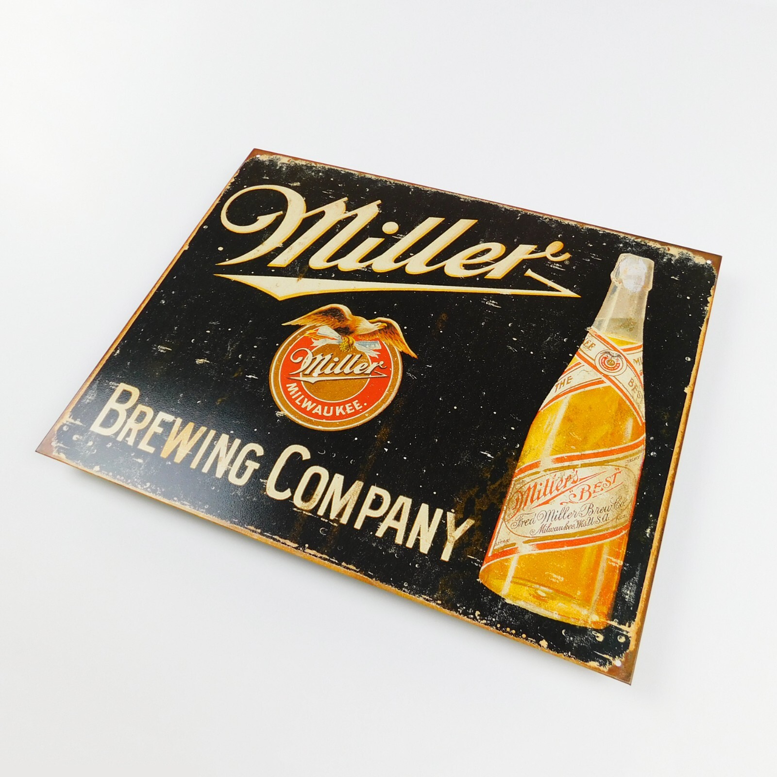 16" Miller Brewing Vintage Bottle Tin Metal Sign - SIGNBOX | eBay