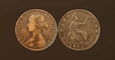 GREAT BRITAIN. 1862, Halfpenny- Queen Victoria | eBay