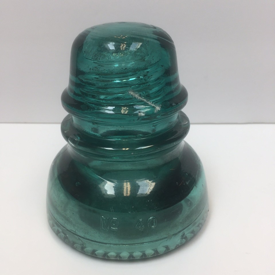 Hemingray 40 Beaded Bottom Glass Insulator Power Pole Glass Running ...