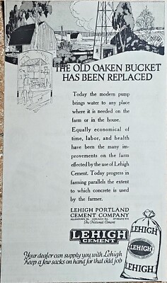 1919 LEHIGH CEMENT - PORTLAND CEMENT CO-OLD OAKEN BUCKET- Antique Print ...