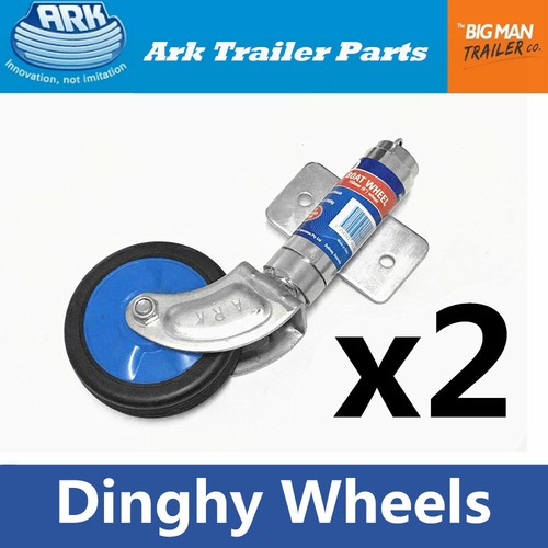 2x Ark 6" Boat Dolly Dinghy Wheel with Bracket Clamp Poly Tinnie Wheels ...