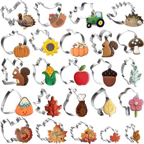 24PCS Fall Cookie Cutters Set - Stainless Steel Metal Thanksgiving ...