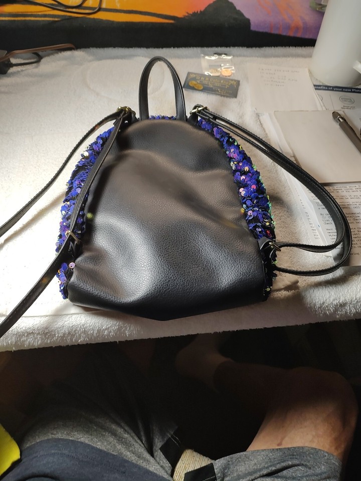 Justice Girls Flip Sequin 10" Mini Backpack Purse M Letter Purple Black ...