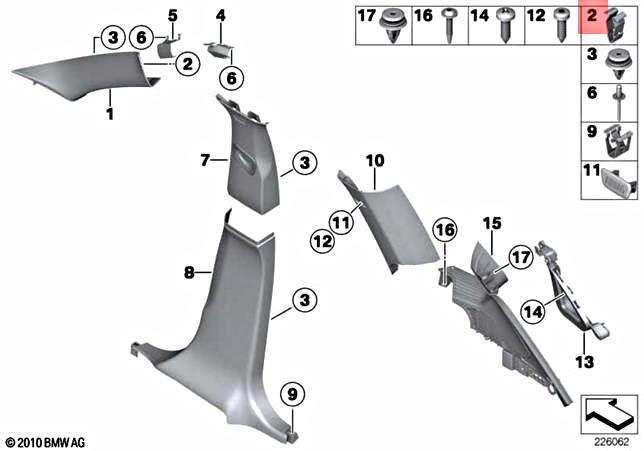 BMW OEM 07-16 328i INTERIOR-Upper Quarter Trim Clamp 07147142116 | eBay