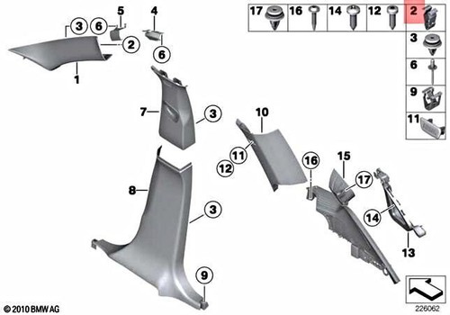 BMW OEM 07-16 328i INTERIOR-Upper Quarter Trim Clamp 07147142116 | eBay