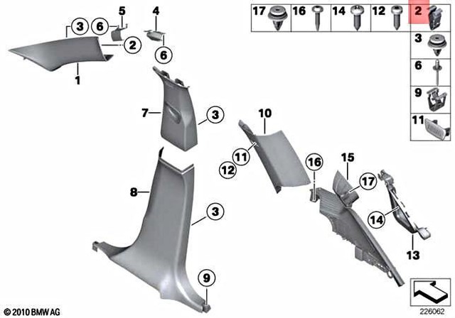 BMW 07147142116 Genuine OEM Upper QTR Trim Clamp for sale online | eBay