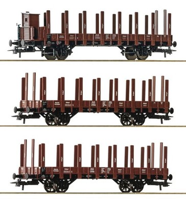 Roco 6600041 HO Scale DRG 3 Piece Stake Wagon Set NIB | eBay