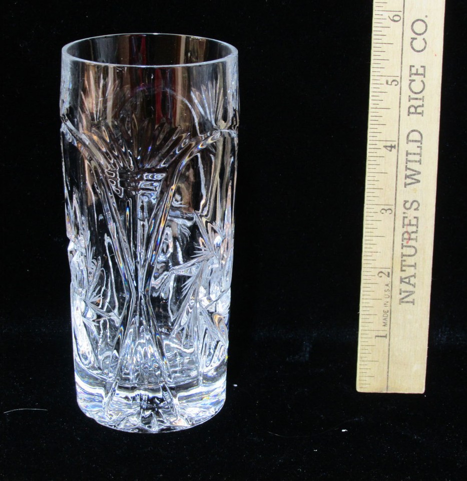 Ofnah Crystal Drinking Glass Vase Stars 24% Lead Glass Poland Palm Leaf ...