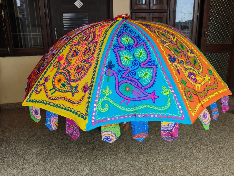 Handicrafted Embroidered Garden Outdoor Umbrella, Beach Umbrella, Patio ...