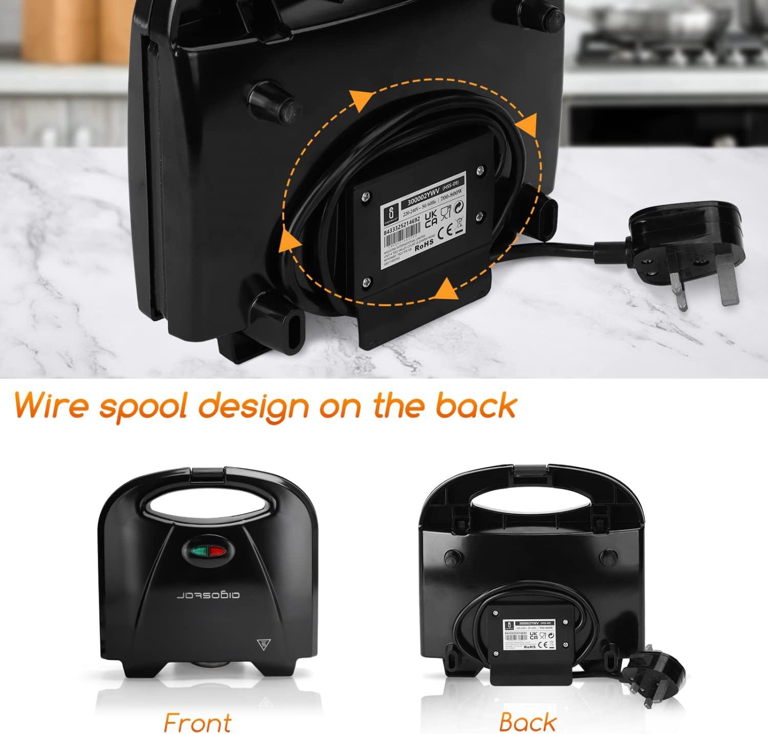 Aigostar Deep Fill Sandwich Toaster Sandwich Maker Panini Press Flat ...