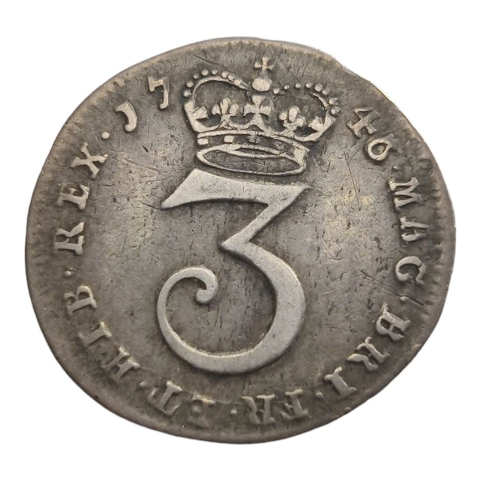 1746/3 Great Britain 3P George II Maundy English Small Silver Coin 1S ...