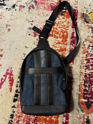 NWT_Coach_F72226_Charles Pack_Varsity Leather_Midnight_Denim_Backpack ...