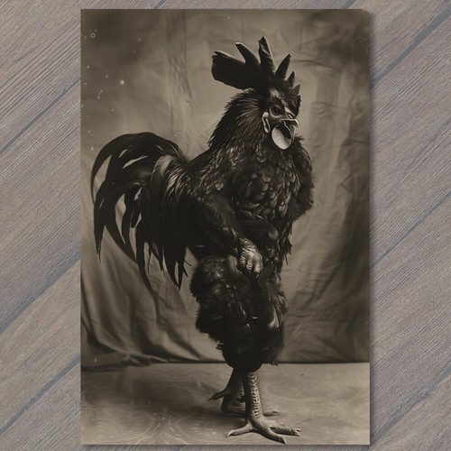 POSTCARD Rooster Chicken Mask Costume Man Strange Unusual Weird Creepy ...