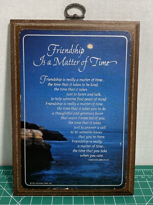 Hallmark Inspirational plaques Friendship is a matter of Time 1970s | eBay