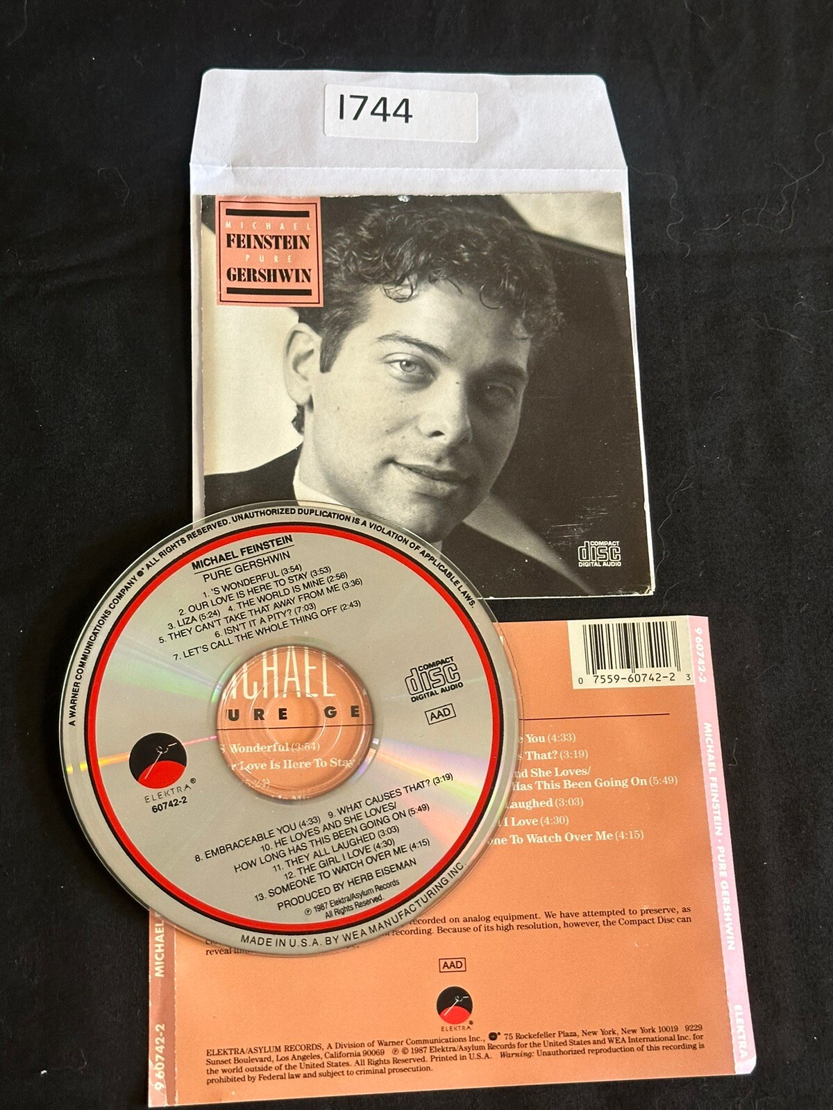 Pure Gershwin by Michael Feinstein (CD, 1985, Elektra NO CASE I744 ...