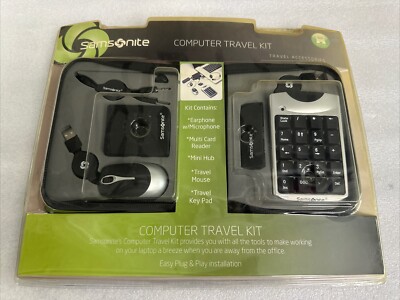 Samsonite Computer Travel Kit Earphone Mic Card Reader USB Hub Mouse ...