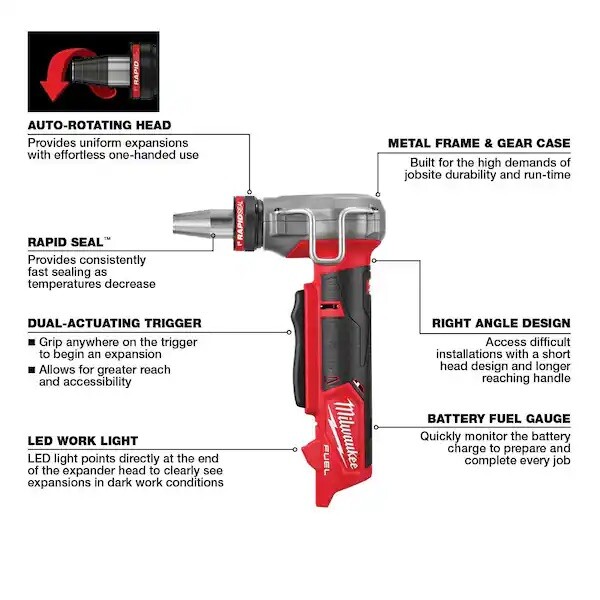 Milwaukee M12 FUEL ProPEX Expander Tool with RAPID SEAL ProPEX Expander ...