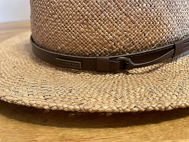 Men's Pendleton AB177-81284 Tan Panama Outback Straw Hat with Logo Hat Band | eBay
