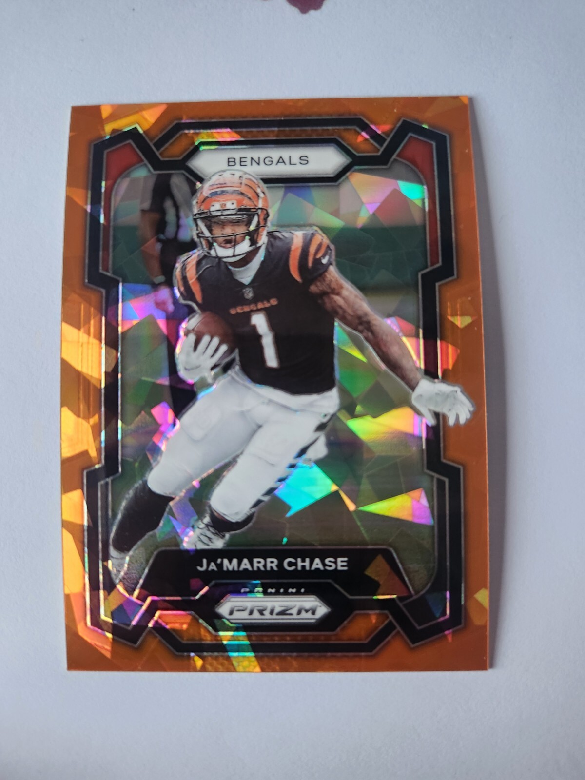 2023 Panini Prizm JaMarr Chase Orange Cracked Ice Prizm Color Match ...