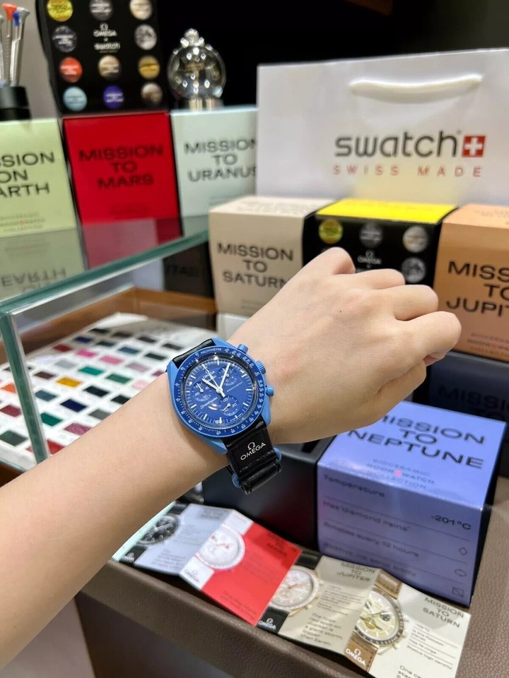Swatch x Omega Bioceramic Moonswatch Mission To Neptune Watch - With ...
