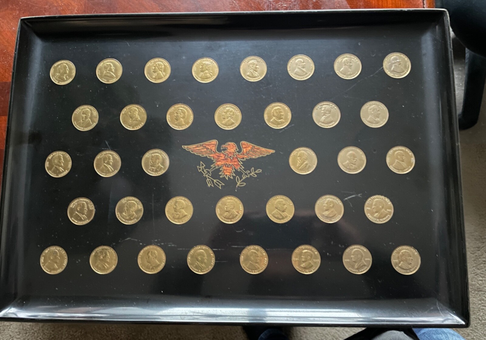 Vintage Couroc Monterey Presidential Coin Token Serving Tray 18"x 12.5 ...