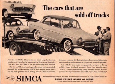 '59 Chrysler Ad SIMCA The Cars That Are Sometimes Sold Before They're ...