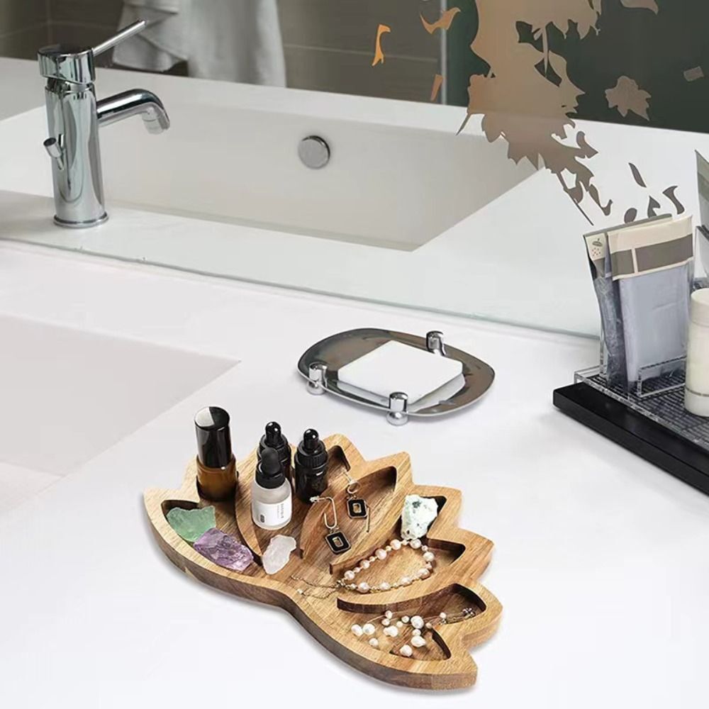Wood Wooden Lotus Tray Lotus-shaped Desktop Wooden Storage Frame ...