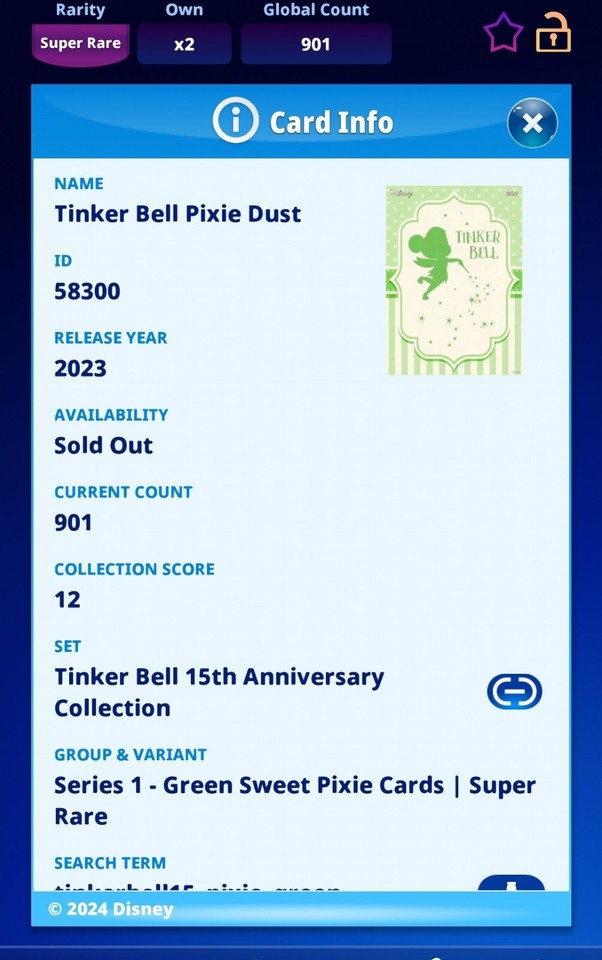 Topps Disney Collect Digital Tinker Bell 15th Green Sweet Pixie Tink | eBay