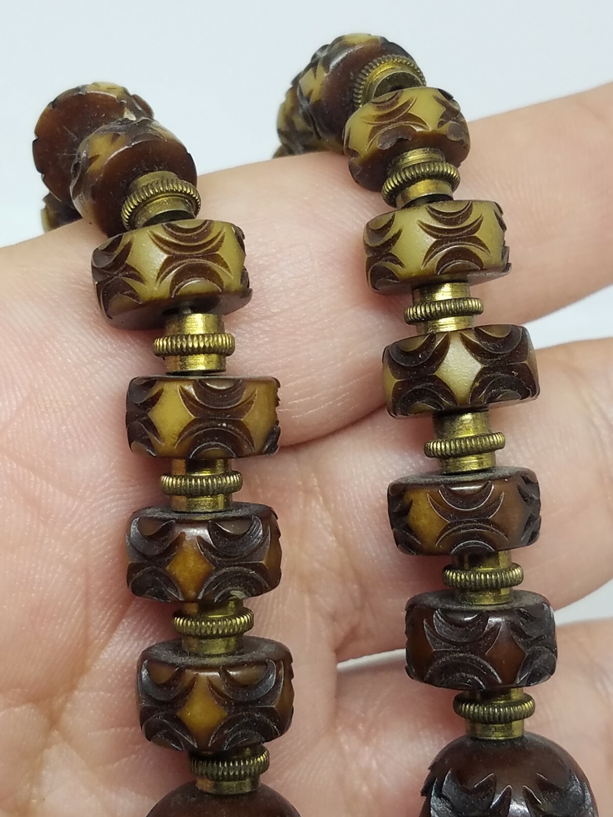 Vintage carved galalith plastic - Gem