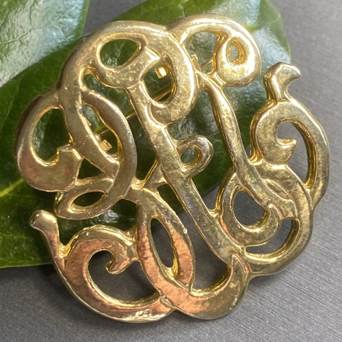 Vintage Initial Brooch Estate Jewelry Pre-Owned Bold Gold Plated ...