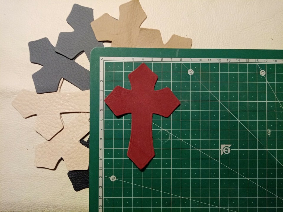 10 Leather Die Cut Crosses Patches Craft Sewing. Different colors ...