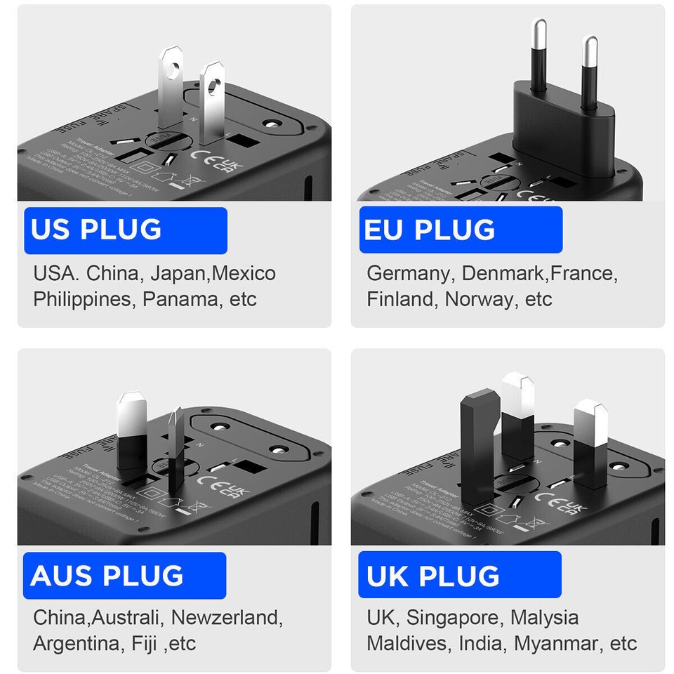 Universal Travel Adapter Converter International Wall Charger AC Power ...