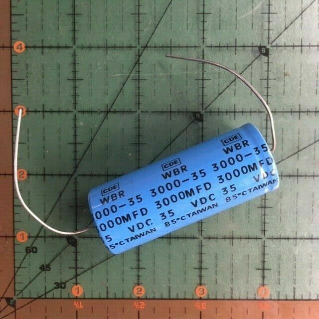 3000uF 35v Cornell Dubilier Axial Lytic Capacitor WBR3000-35 Audio 85'c ...