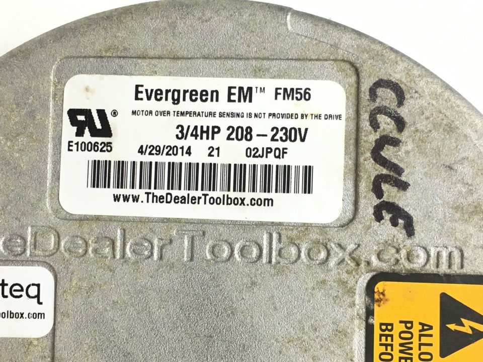 Genteq ECM Evergreen EM FM56 208-230V 3/4HP CCW Lead End used #Z932 | eBay