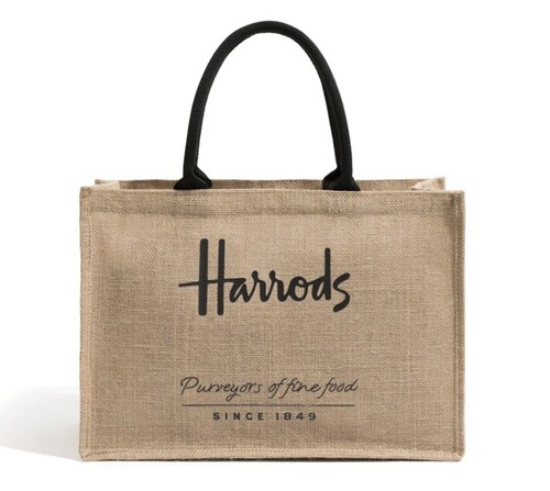 HARRODS LOGO LINEN BEIGE SHOPPER TRAVEL BAG TOTE PURSE | eBay