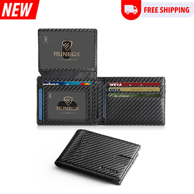 RUNBOX Wallet for Men Slim Rfid Leather 2 ID Window | eBay