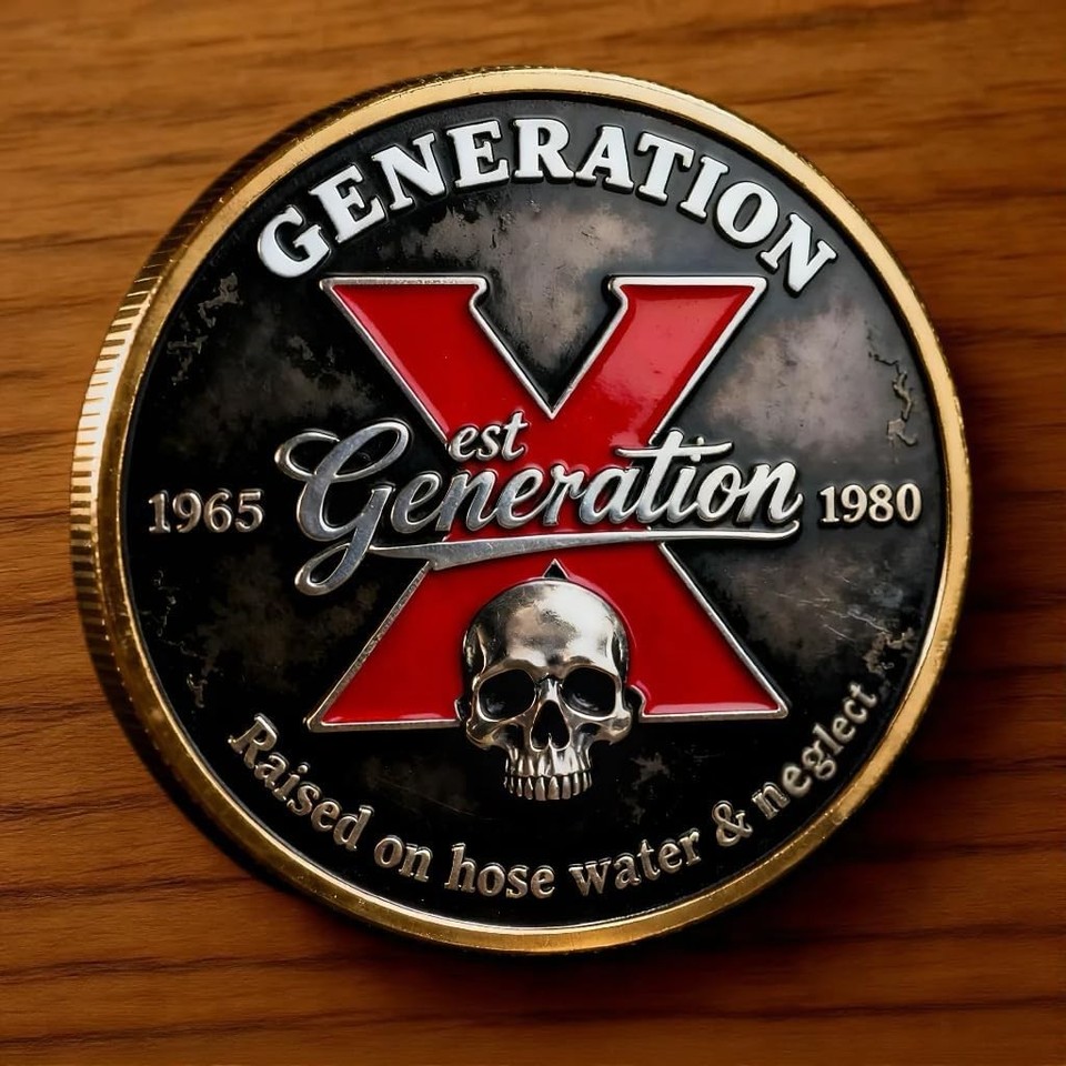 Gen X Skull Coin, Vintage Generation X Commemorative Coin Challenge ...
