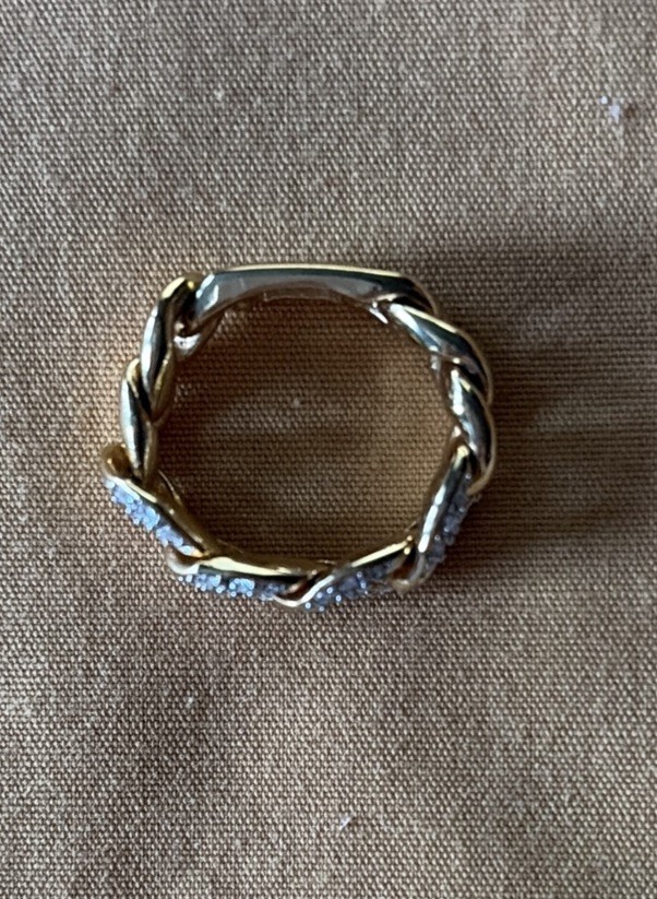 Cuban Link Ring Fashion Gold Plated Cubic Zirconia Approx Size 7 | eBay