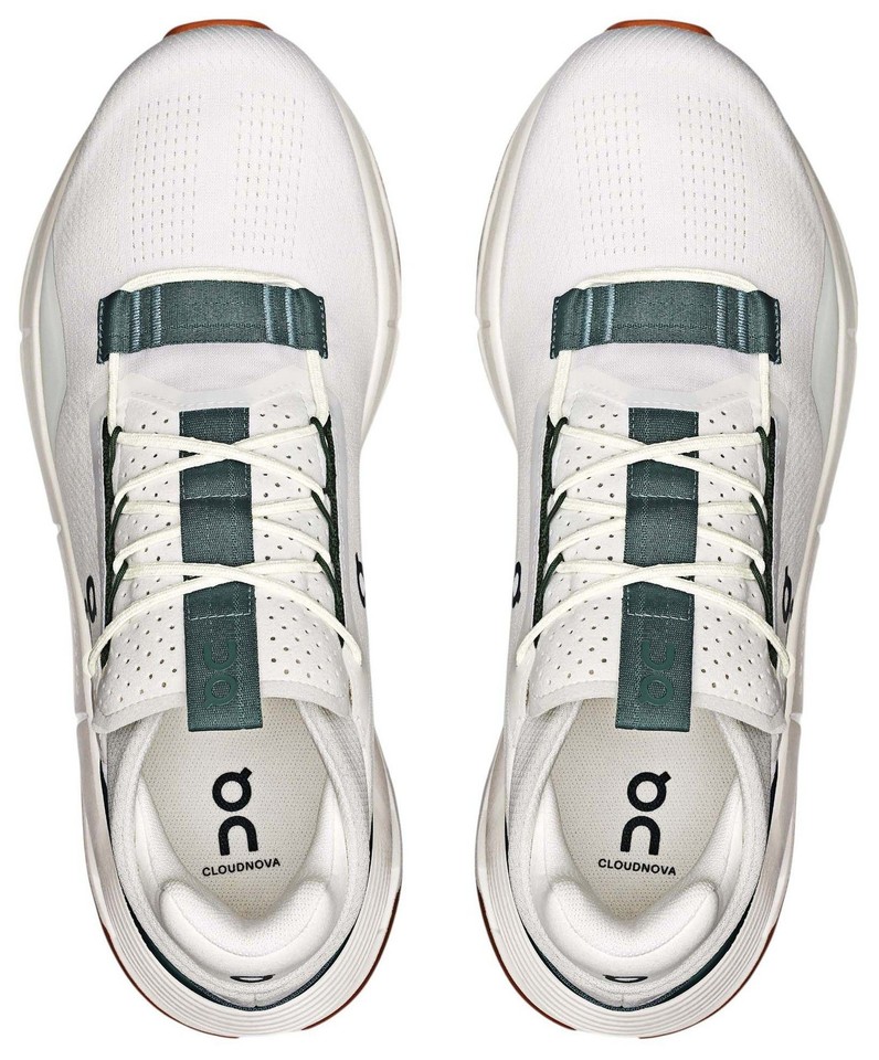 NEW Men's On Brand White/Green Gum Cloud Cloudnova 2 OC Running Shoes ...
